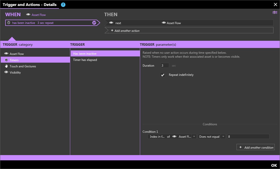 Make a collection automatically animate when no user activity is detected – Intuiface Help Center