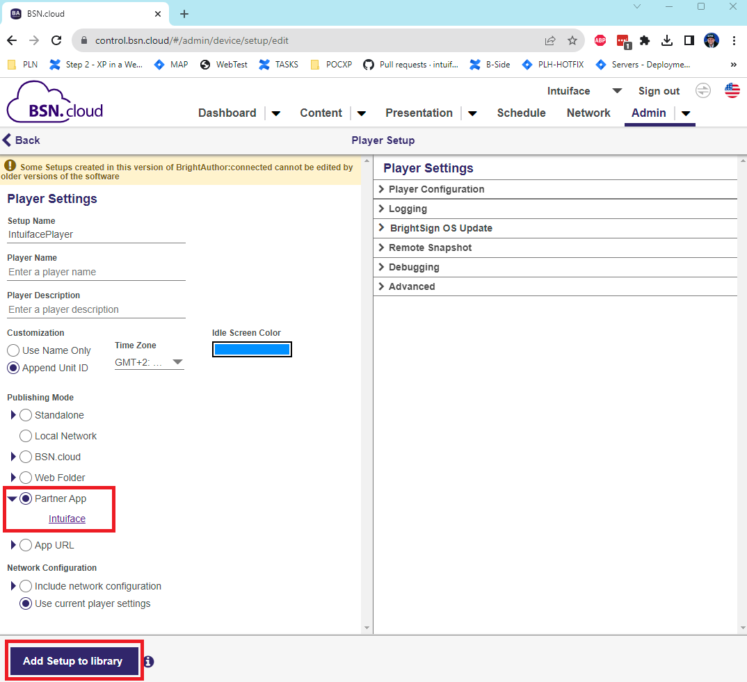 Player on BrightSign - Installation and License Activation – Intuiface Help Center